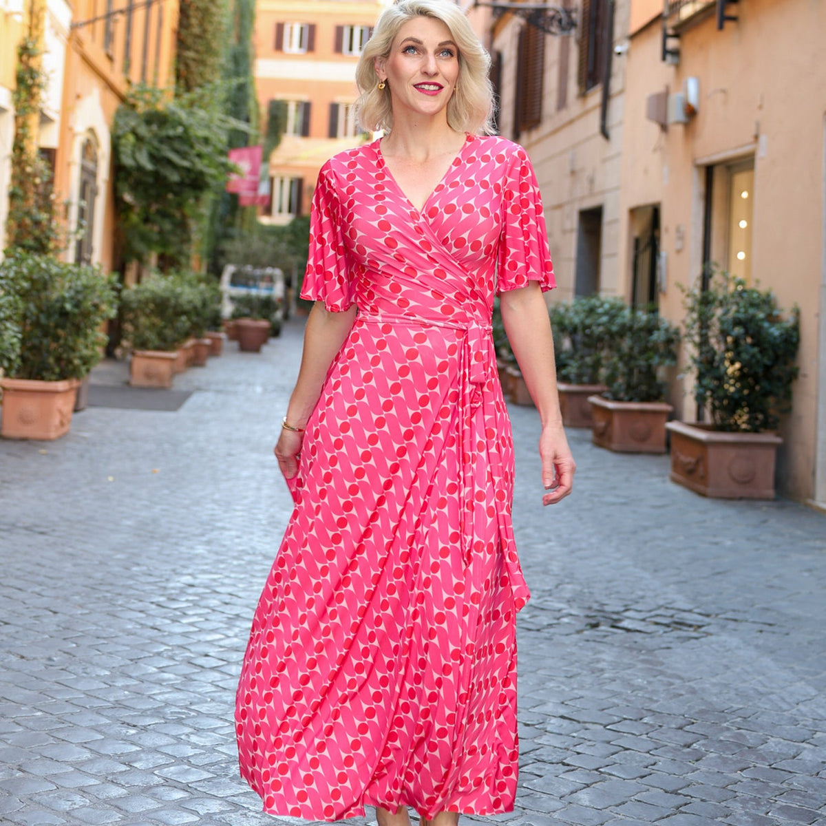 Renee – Bold Pink Geometric Print Collection | sizes 6-22 – BY SAMANTHA ...
