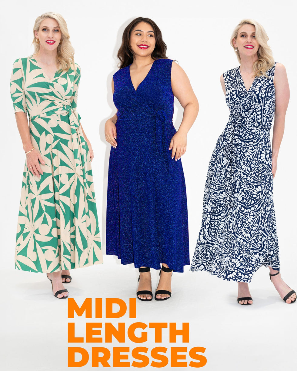 Casual Printed Midi Length Dresses, sizes 6-22, made in Australia – BY ...